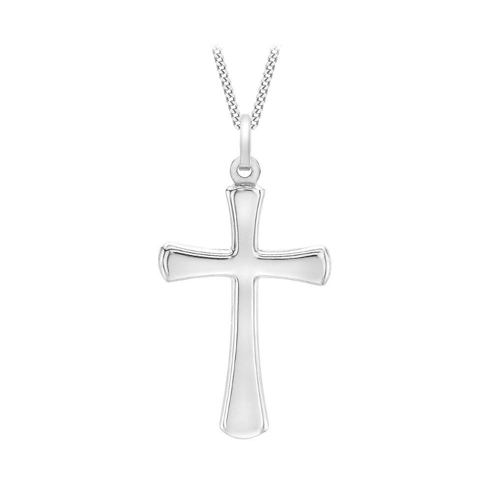 9ct White Gold Plain Rounded Cross
