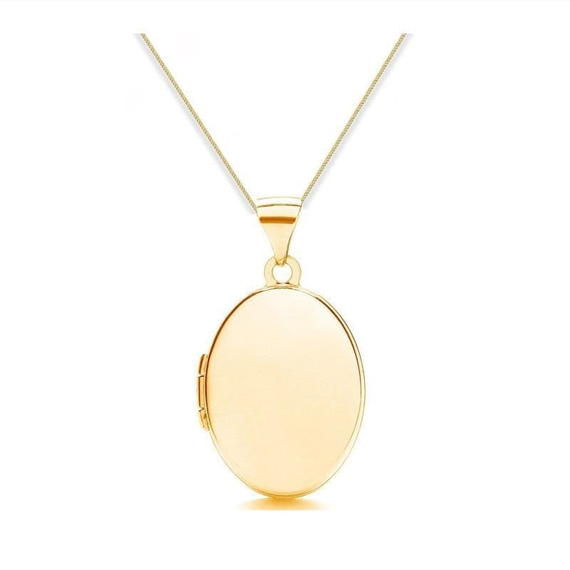9ct Yellow Gold 24mm x 14mm Plain Oval Locket