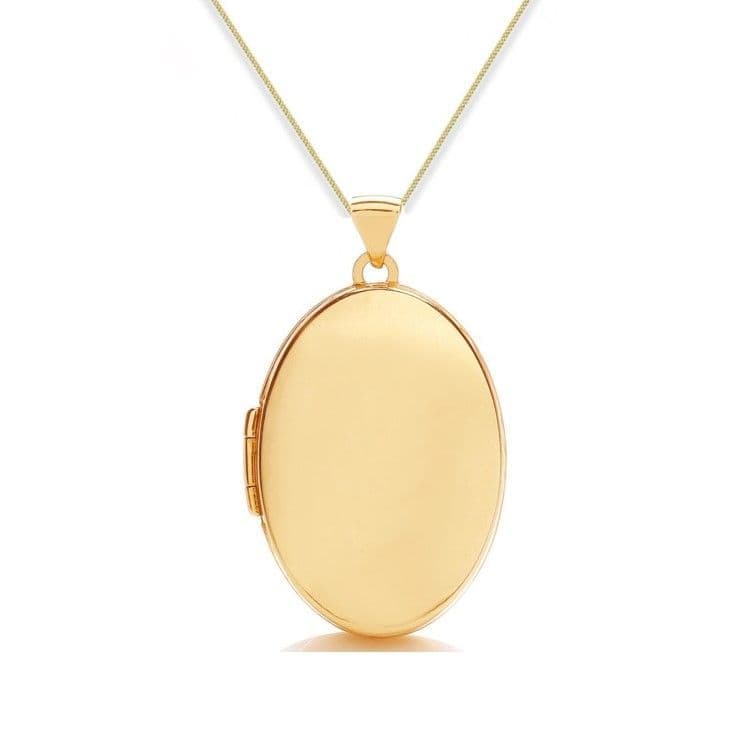 9ct Yellow Gold 34mm x 19mm Plain Oval Locket