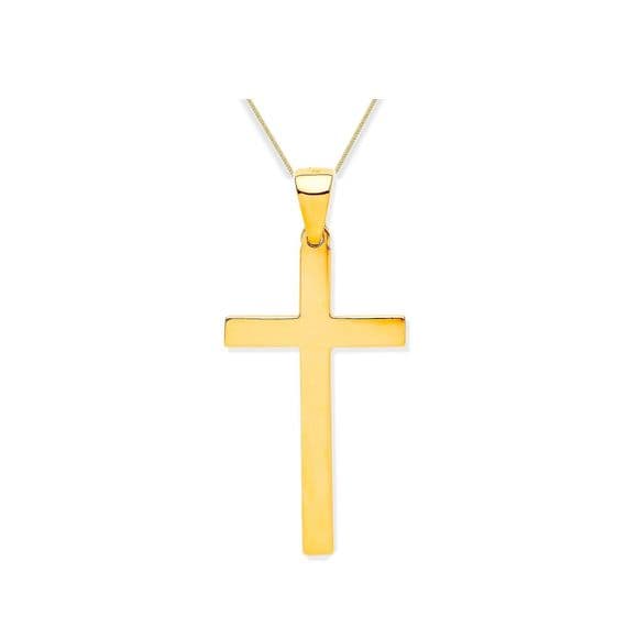 9ct Yellow Gold 60mm Solid Cross Pendant