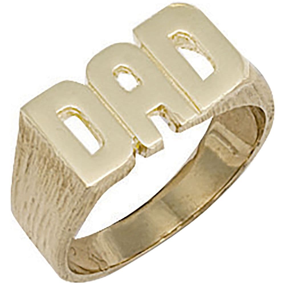 9ct Yellow Gold Barked Dad Ring