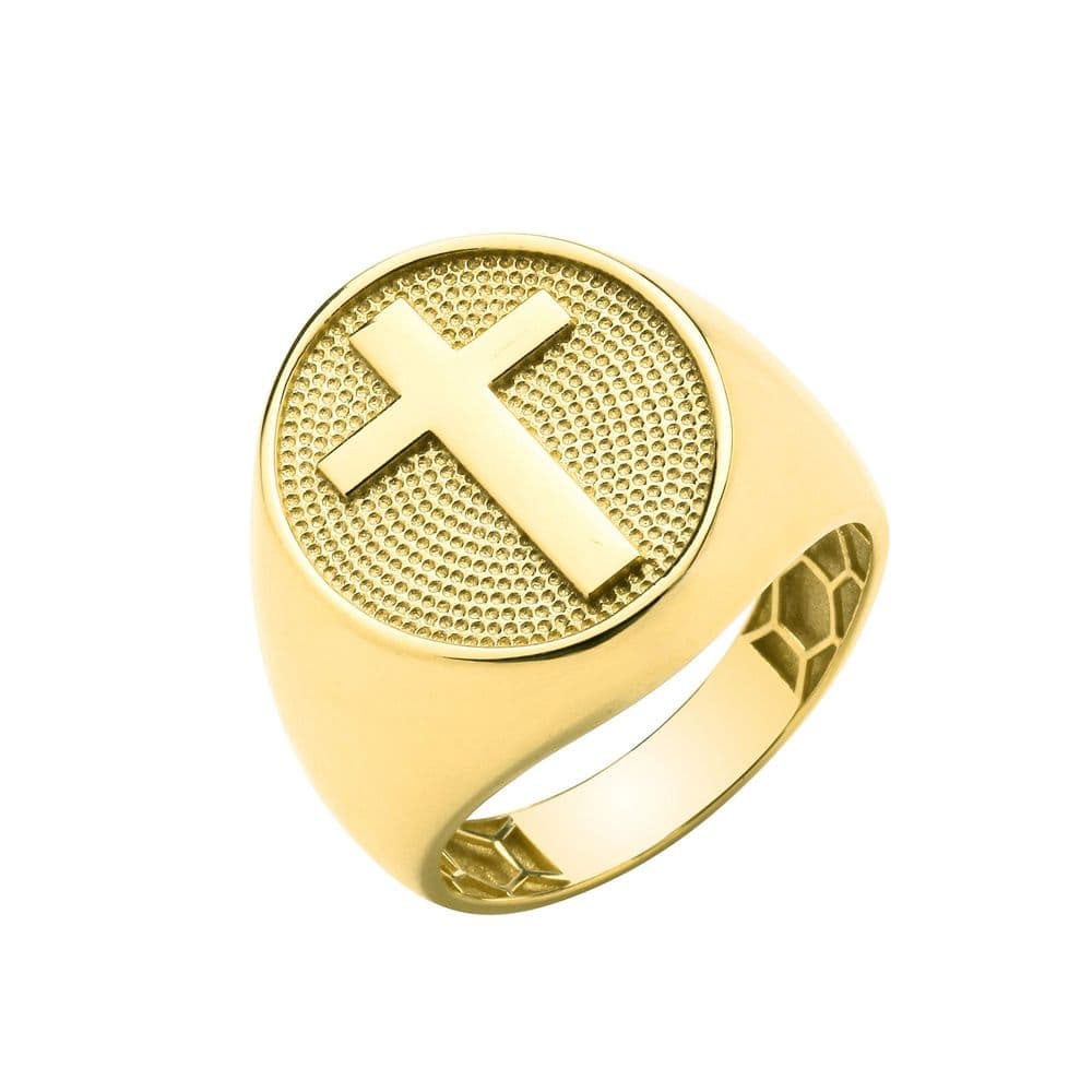 9ct Yellow Gold Oval Cross Signet Ring