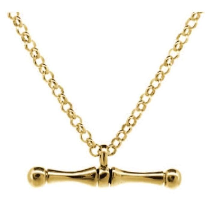 9ct Yellow Gold Rounded T-Bar Necklace