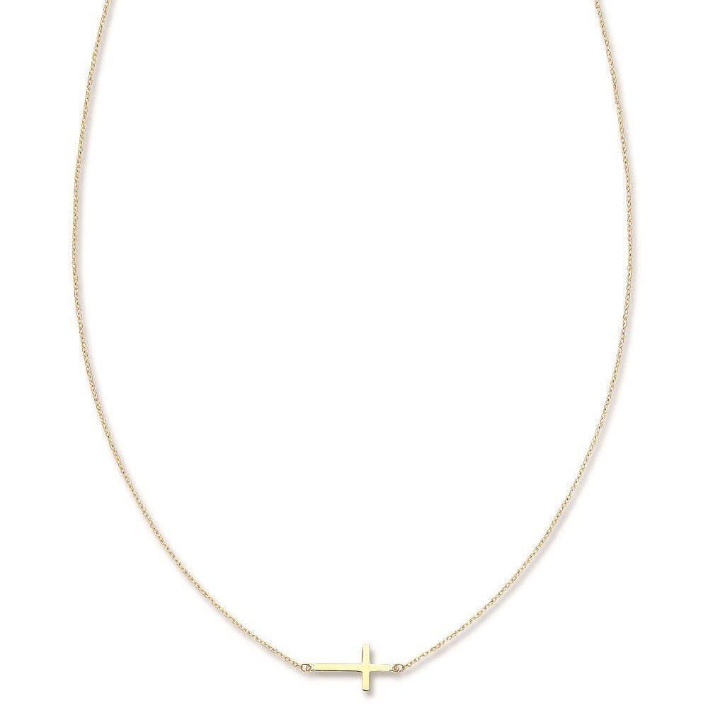 9ct Yellow Gold Sideways Cross Chain