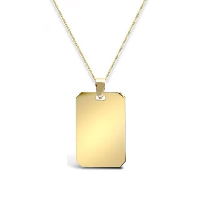 9ct Yellow Gold Squared Dog Tag