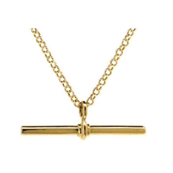 9ct Yellow Gold Straight T-Bar Necklace