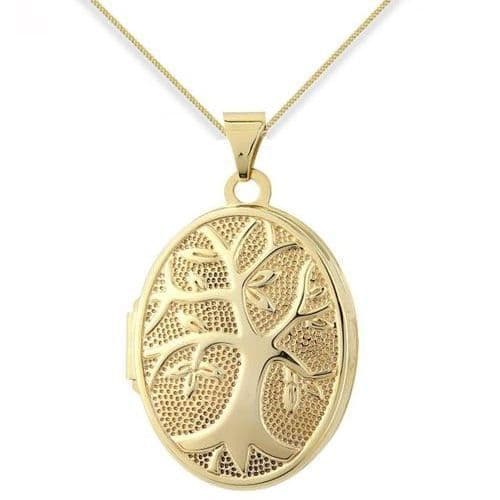9ct Yellow Gold Tree Of Life Oval Locket
