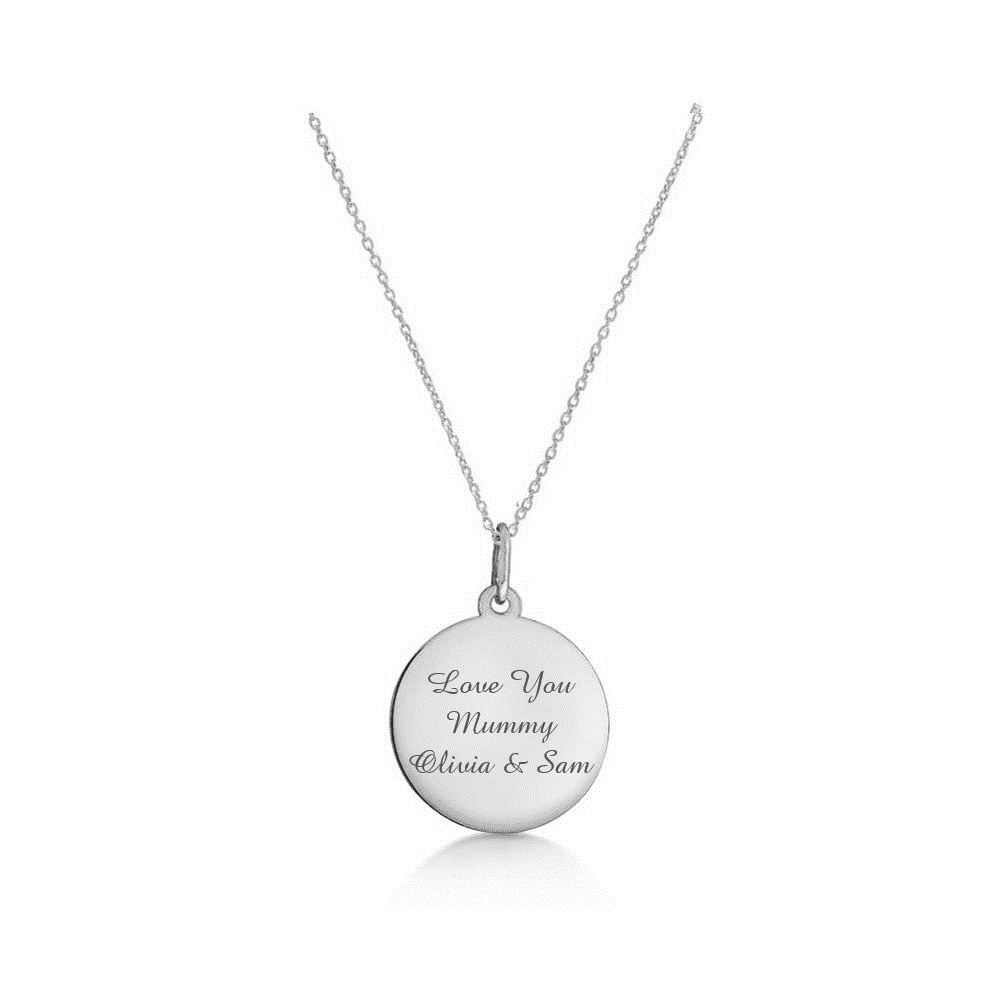 Personalised Sterling Silver 18mm Round Disc Pendant