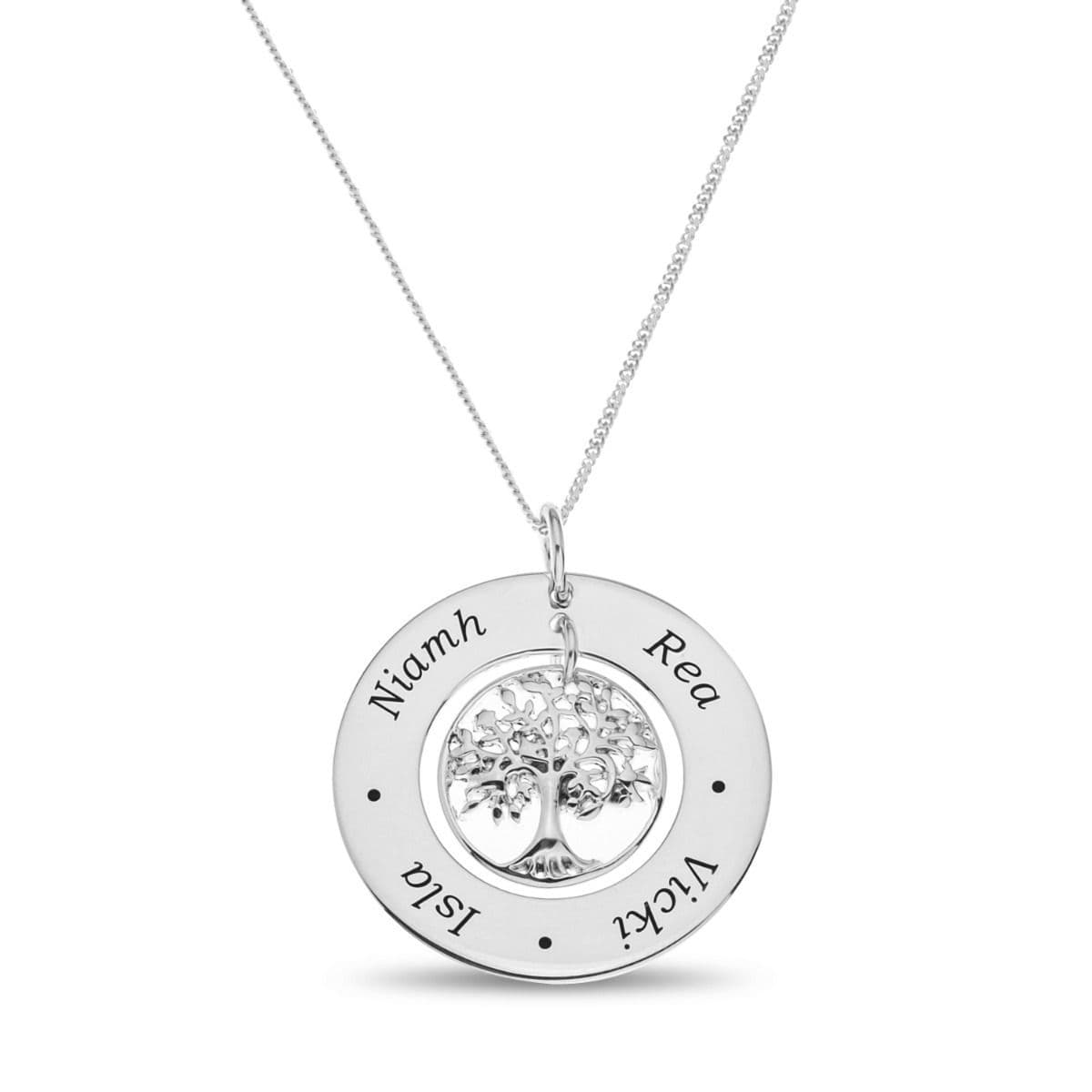 Personalised Sterling Silver Family Tree Pendant
