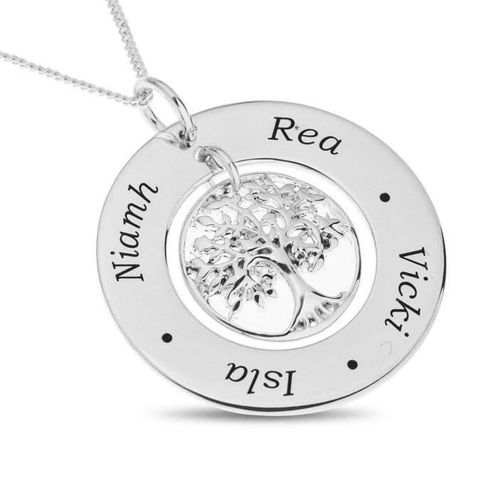 Personalised Sterling Silver Family Tree Pendant