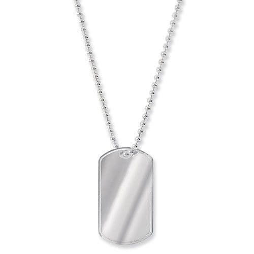 Sterling Silver Dog Tag & Bead Chain