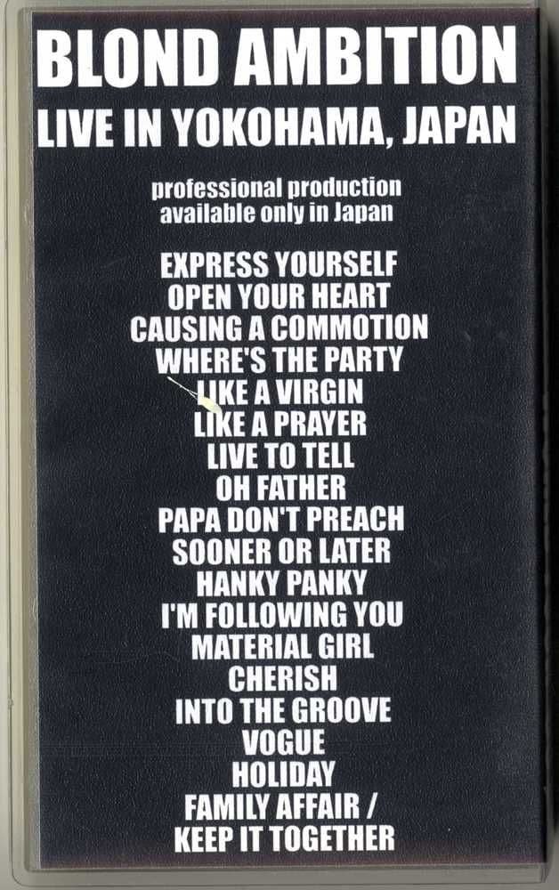 BLOND AMBITION TOUR 1990 JAPAN - UK VHS VIDEO