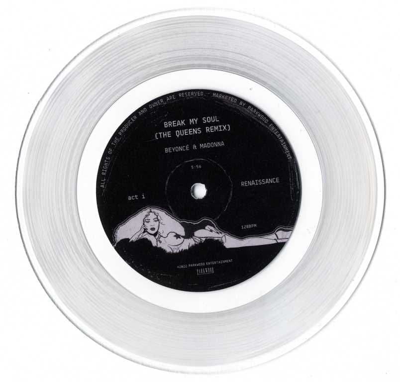 BREAK MY SOUL THE QUEENS REMIX feat BEYONCE - CLEAR 7" VINYL
