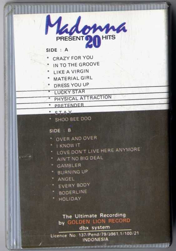 MADONNA PRESENT 20 HITS - CASSETTE ALBUM INDONESIA