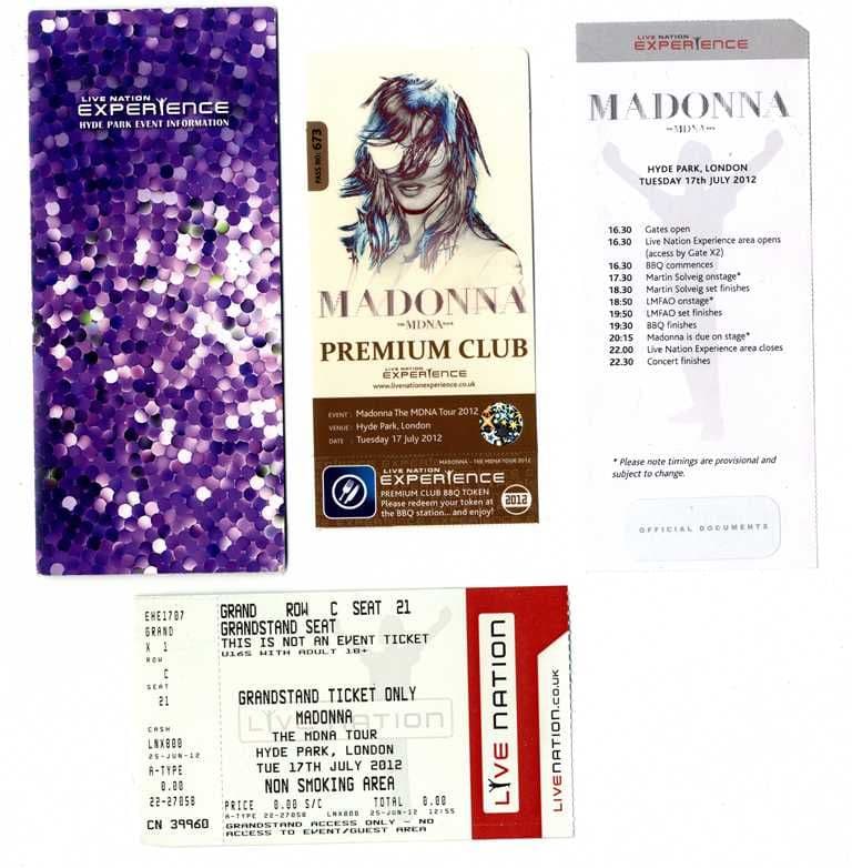 MDNA TOUR - VIP PREMIUM CLUB TICKET PACK