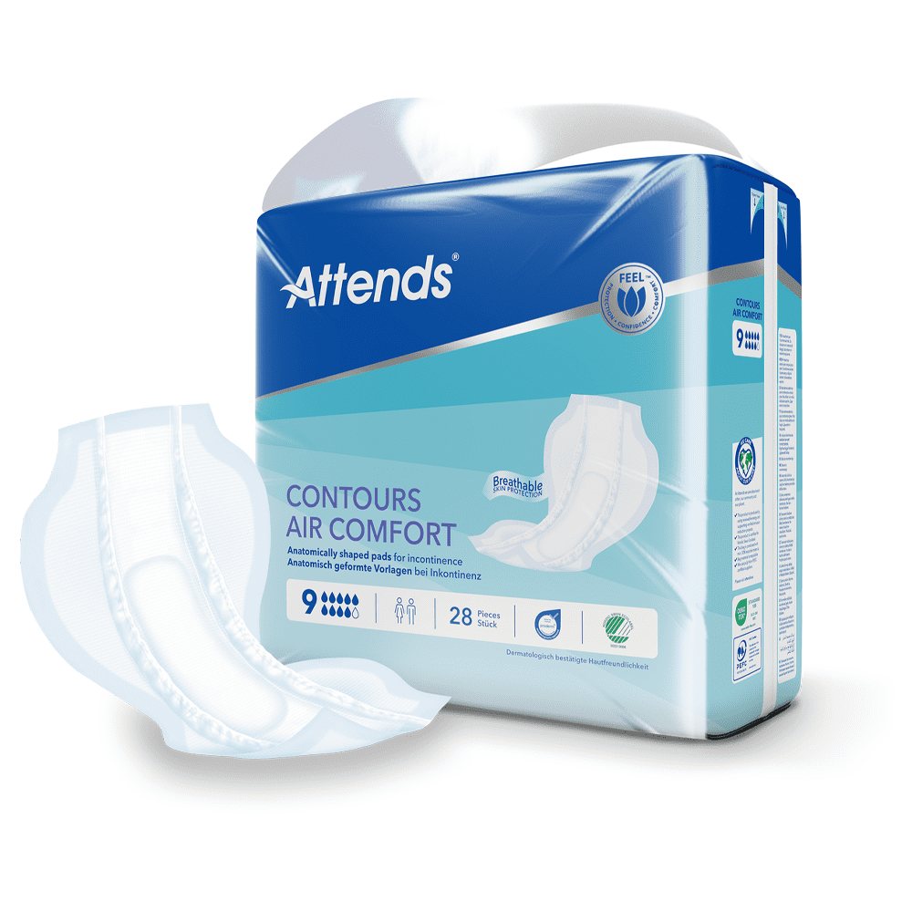 Attends Contours Air Comfort 9 Large Shaped Pads Pack of 28