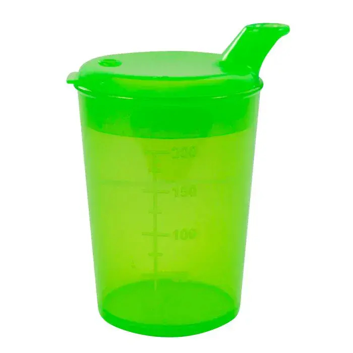 Medi-Inn Adult Drinking Beaker Green 250ml with lid 12 x 10mm Spout x1