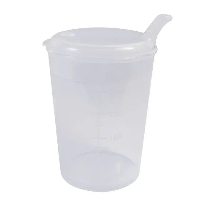 Medi-Inn Adult Drinking Beaker Transparent 250ml with lid 4 x 4mm Spout x1
