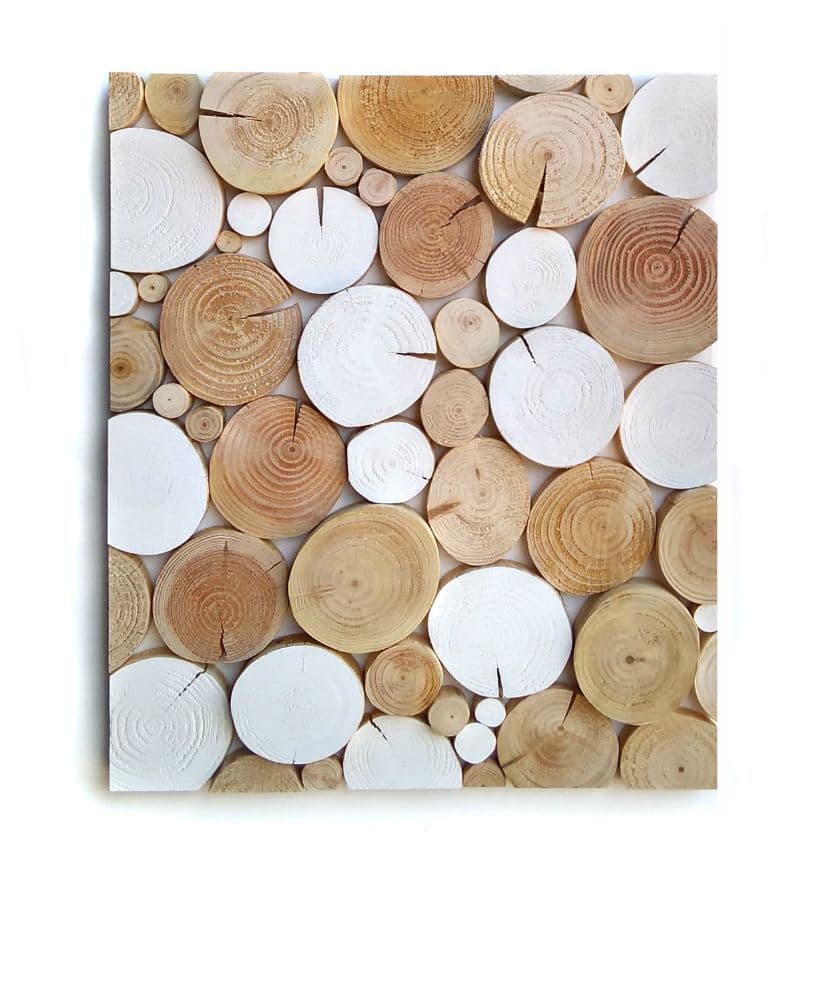 Log Wall Art - RECTANGULAR MOSAIC in NORDIC WHITE