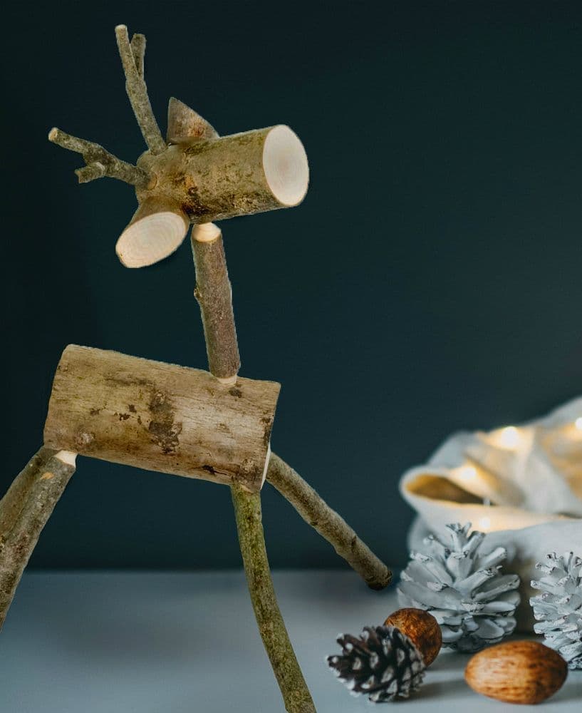 Rustic Log Deer - SMALL