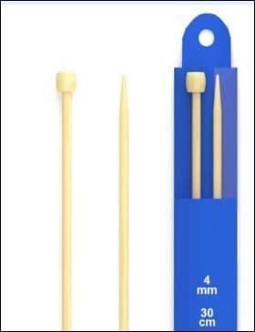 0 Bamboo Knitting Pins Single Ended - Choice of Sizes