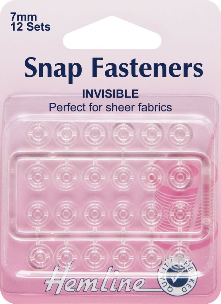 0H422 Sew On Snap Fasteners Clear Invisible - 7mm