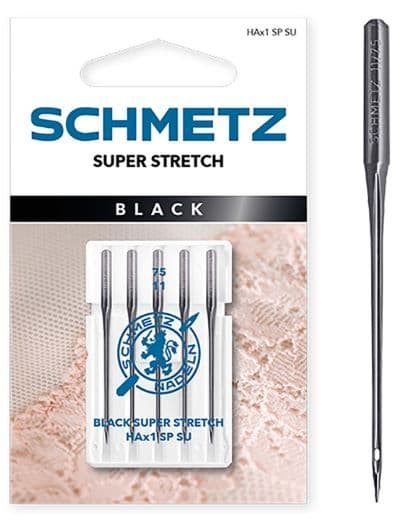 717467 Sewing Machine Needles Black Super Stretch 75 11 5 Pieces