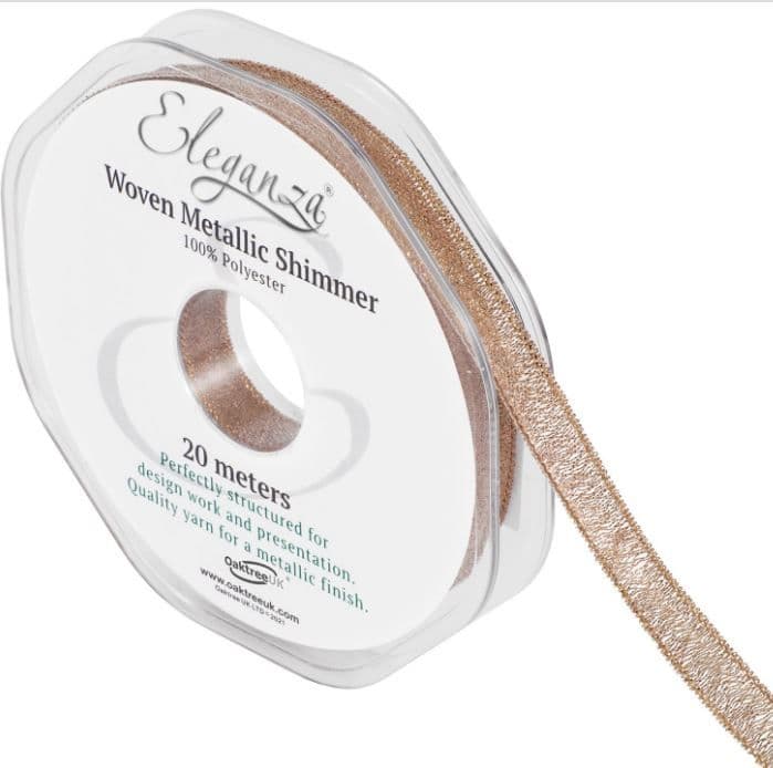 Eleganza Woven Metallic Shimmer Rose Gold No 87 10mm x 20m