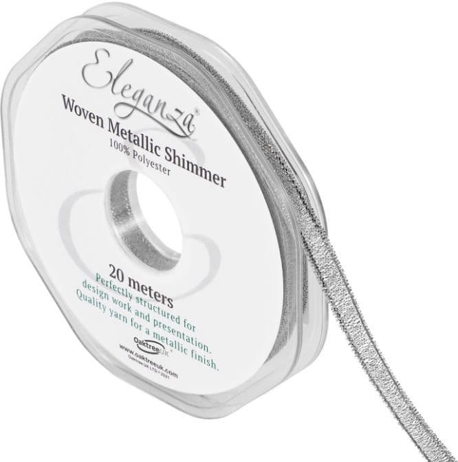 Eleganza Woven Metallic Shimmer Silver No 66 6mm x 20m