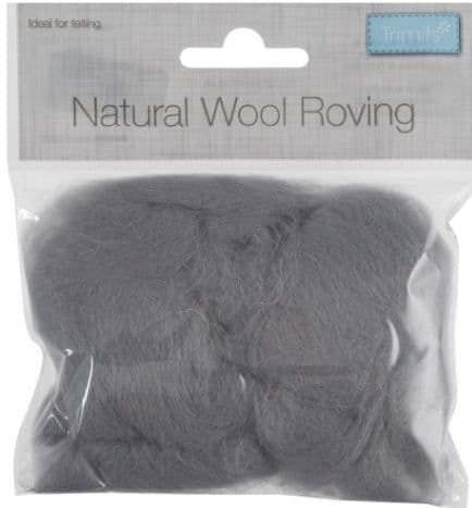 FW10 331 Natural Wool Roving 10g Light Grey