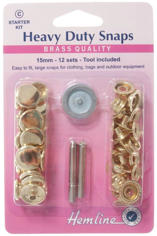 H405S G Heavy Duty Snaps Gold - 15mm