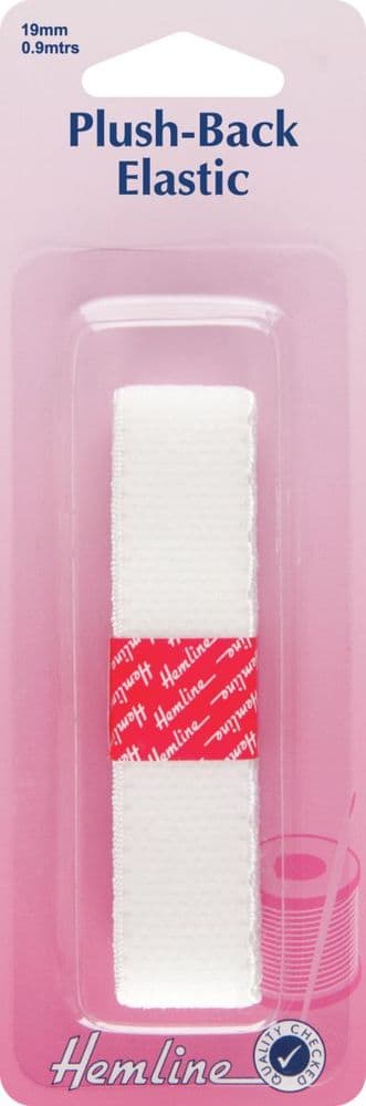 H637 Plush-Back Elastic White - 0 9m x 19mm