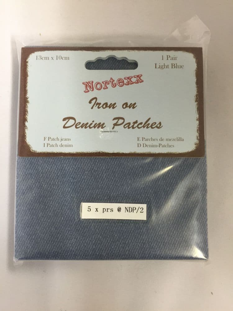 NDP Iron On Denim Patches 5pks - 13cm x 15cm - Choice of Colour