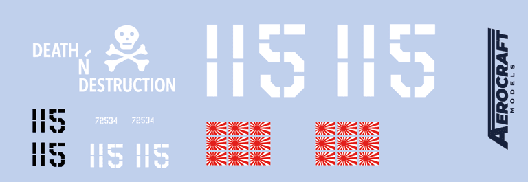 Grumman Hellcat F6F-5 Decal for USN "Death & Destruction" for 1/24 ...