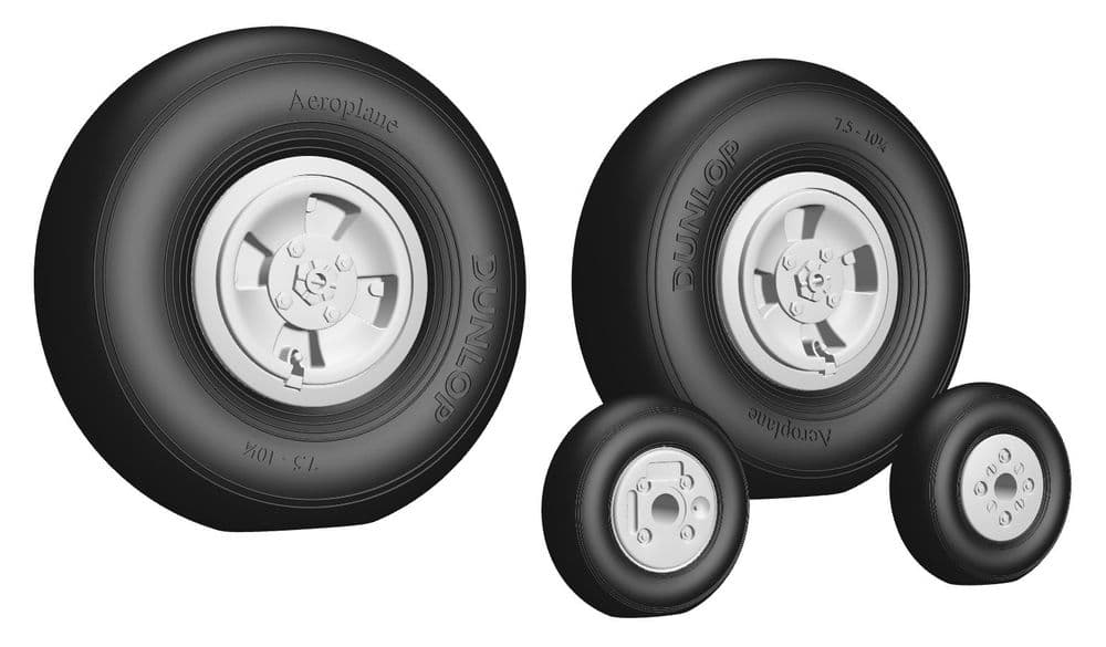 Supermarine Spitfire 4 Spoke wheel smooth tyre for 1/24 Airfix kits