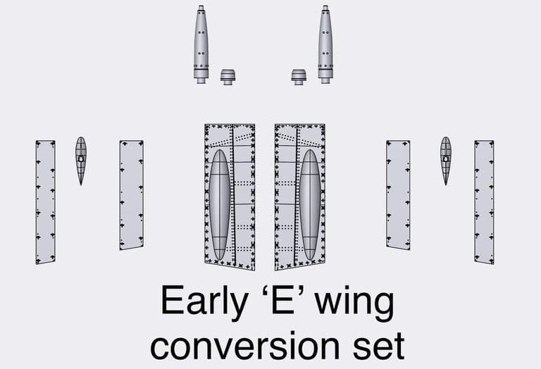 Supermarine Spitfire Mk IX E wing EARLY conversion set for 1/24 Airfix kit