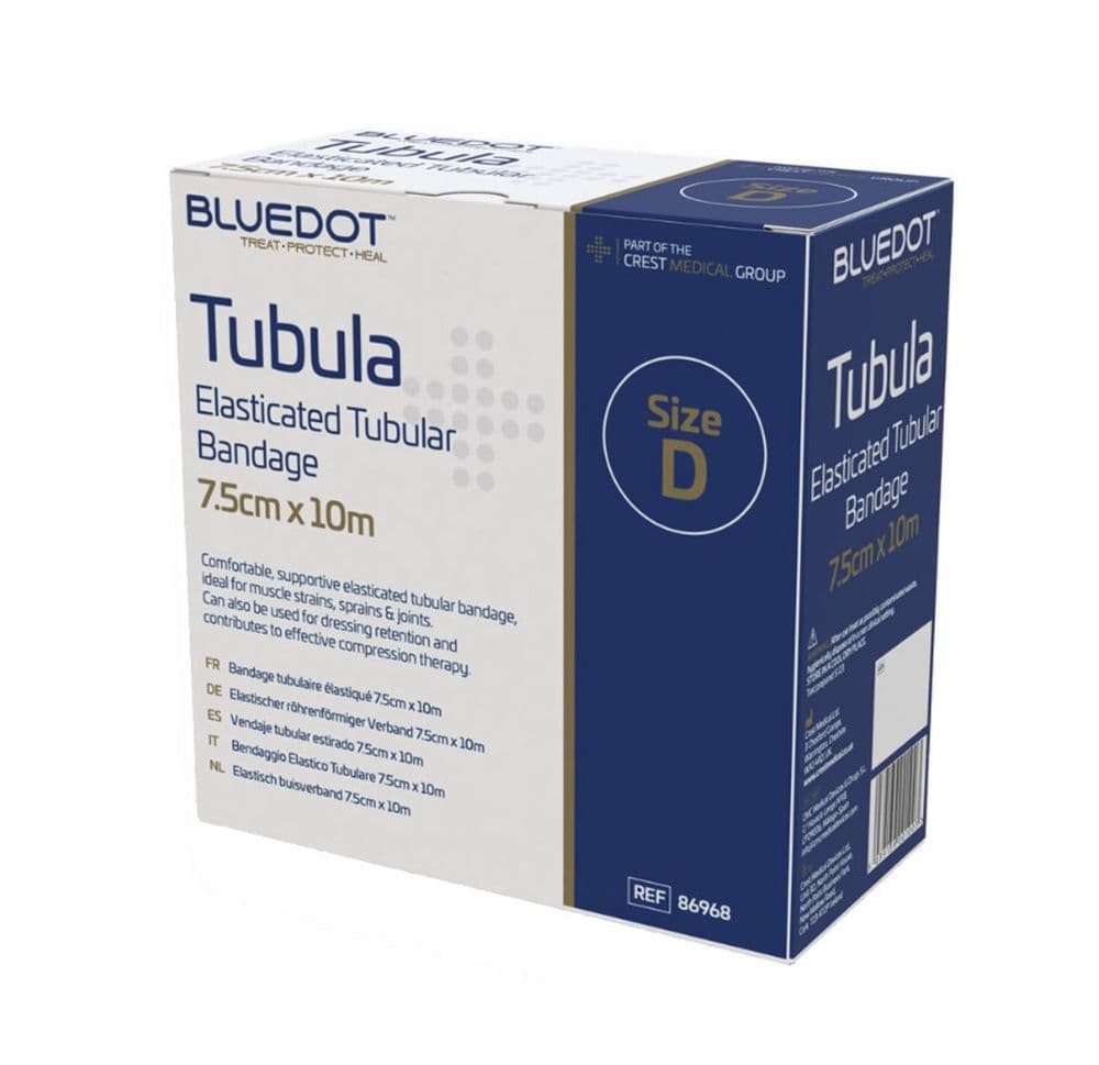 Blue Dot Size D Tubular Bandage 7 5cm x 10m