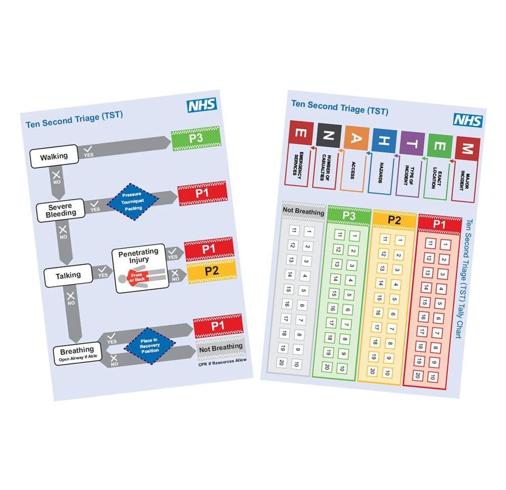 NHS Ten Second Triage Aide-Mémoire Cards - Single