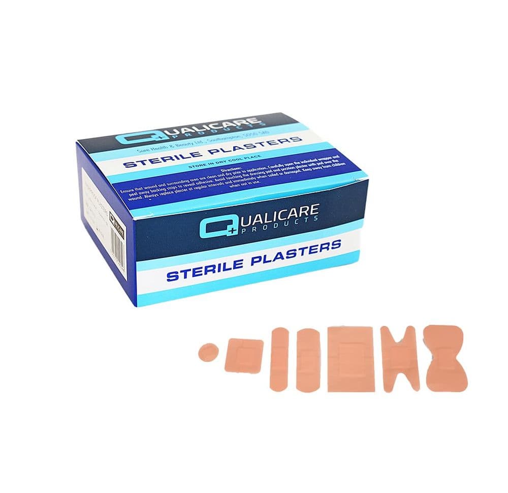 Washproof Assorted Plasters 5 sizes box of 100