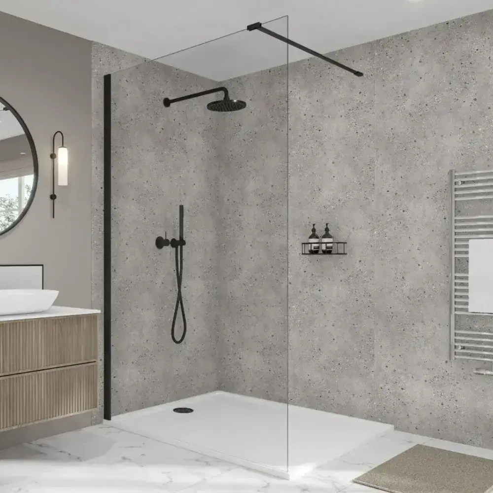 Mermaid Elite Shower Panels - Pewter Terrazzo