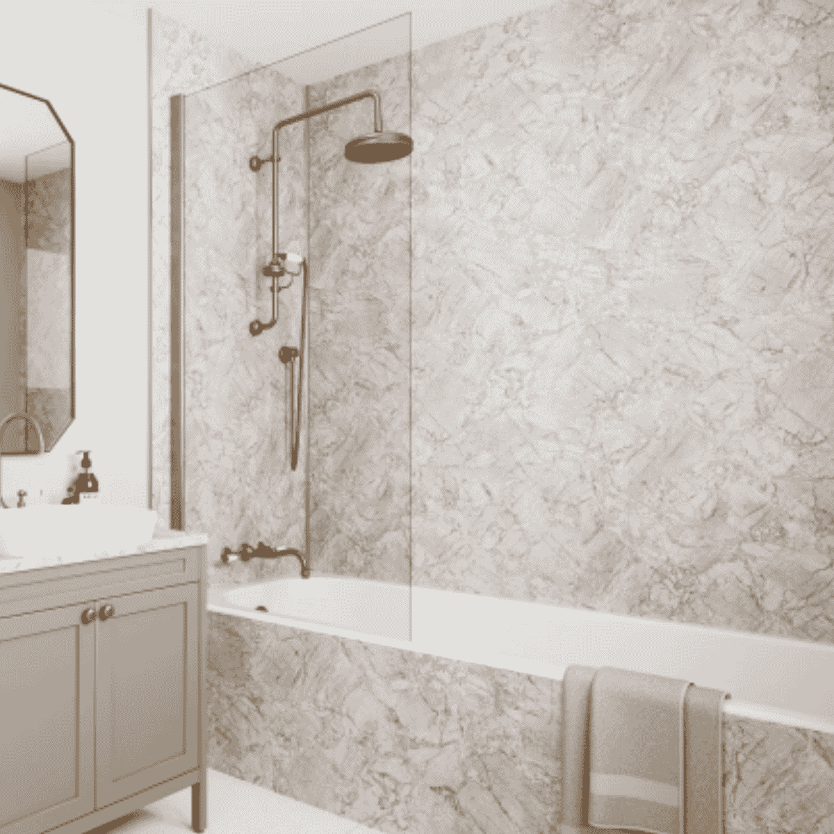 Mermaid Wetwall Panels - Bianco Marble