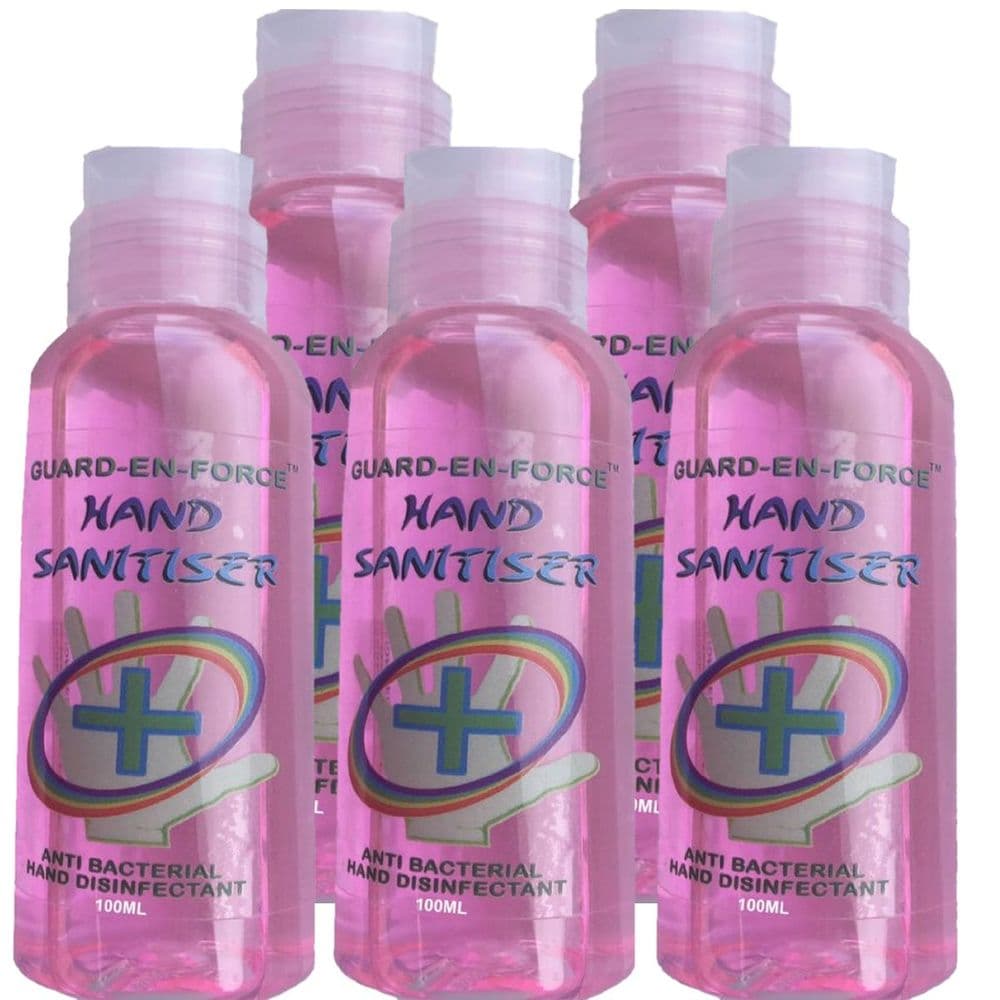 5 x 100 ML GUARD-EN-FORCE 70 Alcohol Hand Sanitiser Anti-Bacterial Hand ...
