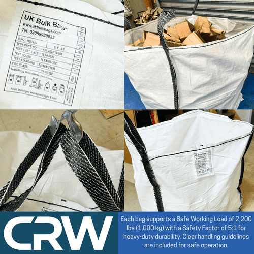 10 x FIBC 1 Tonne Bulk Jumbo Builders Rubble Sack Waste Storage Bag