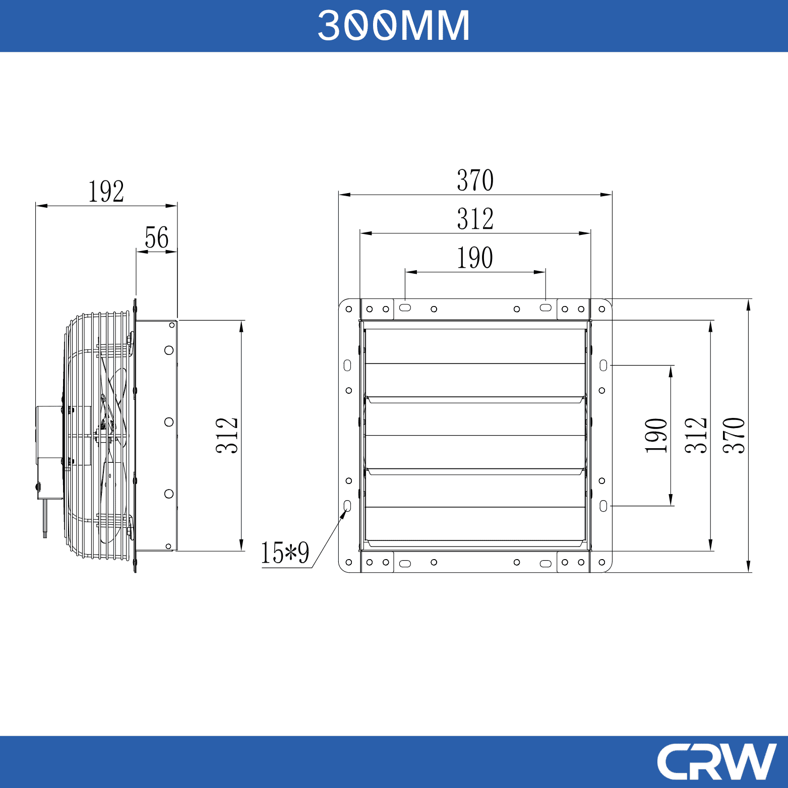 Axial Exhaust Fan 300mm with Built-in Speed Controller & Gravity ...