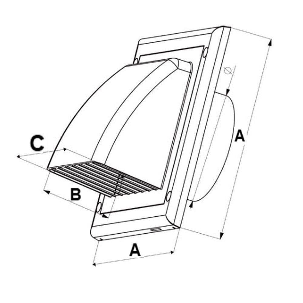 Black Duct Gravity Flap - 150mm /6" - Cowl Ventilation Cover Air Vent ...
