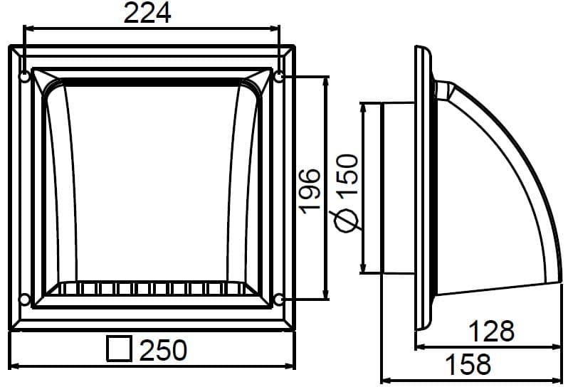 Black Duct Gravity Flap - 150mm /6" - Cowl Ventilation Cover Air Vent ...