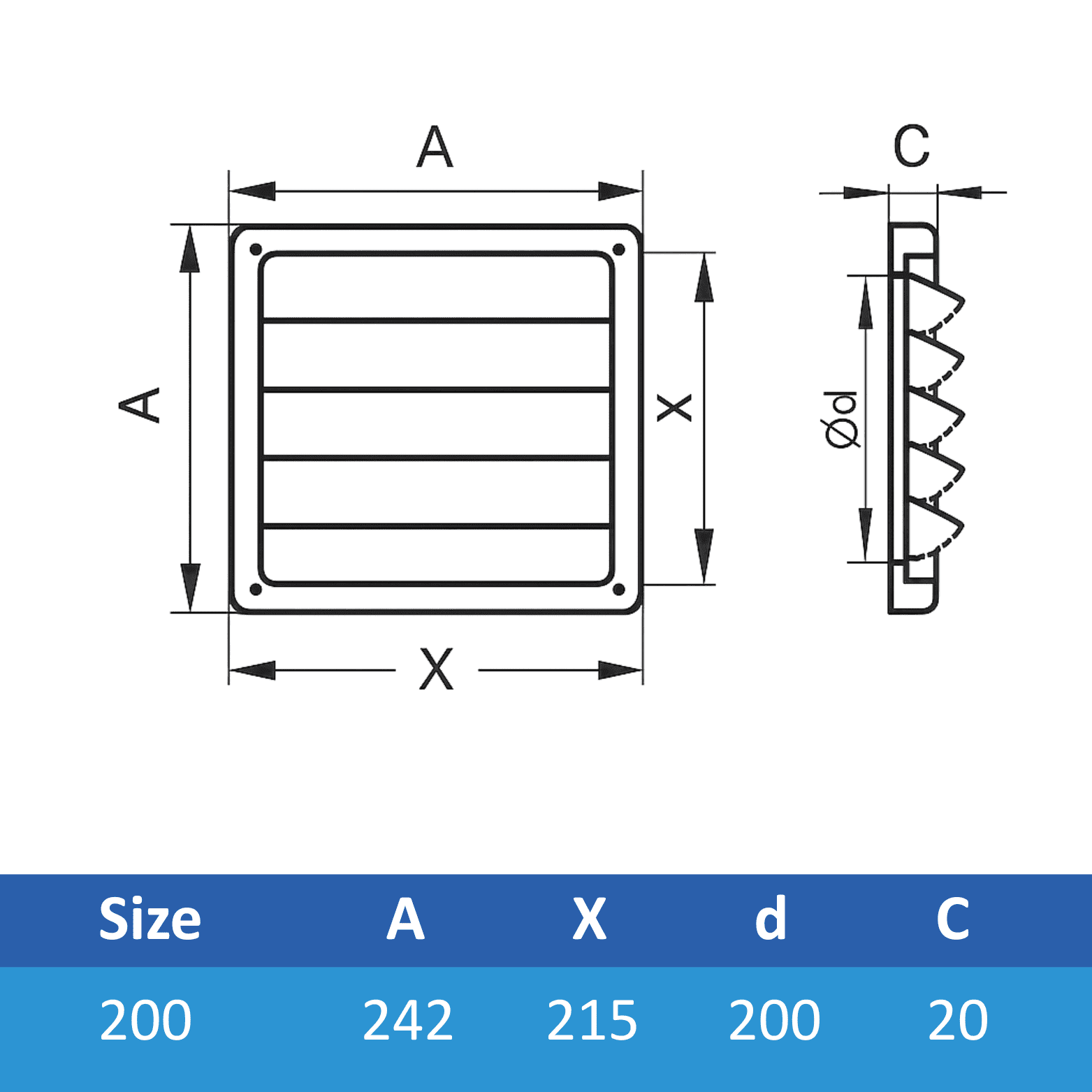 Commercial Extractor Fan & Gravity Grille Set Industrial Axial Plate ...