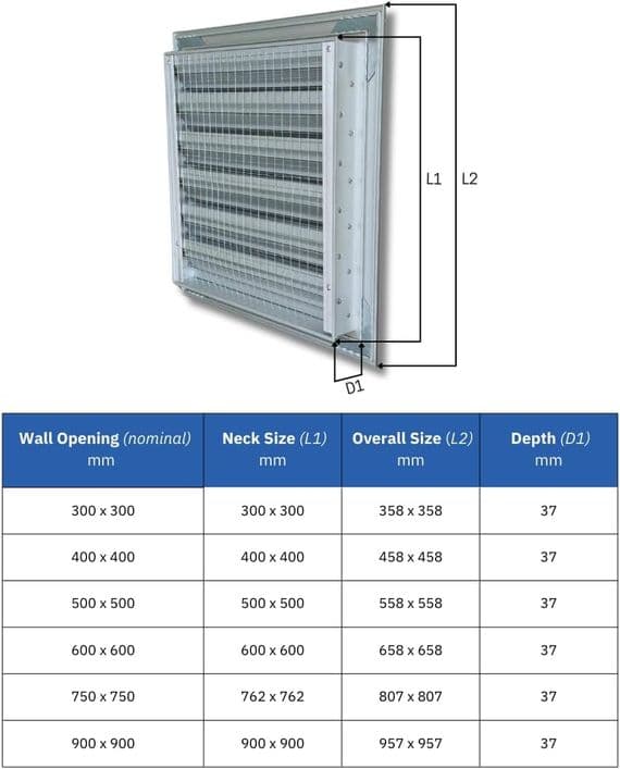 CRW Fixed Louvre Grilles Aluminum with Screen - Anodized