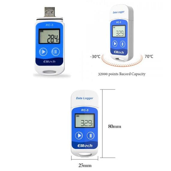 Elitech RC5 USB Temperature Data logger 32000 Points Internal Sensor RC-5