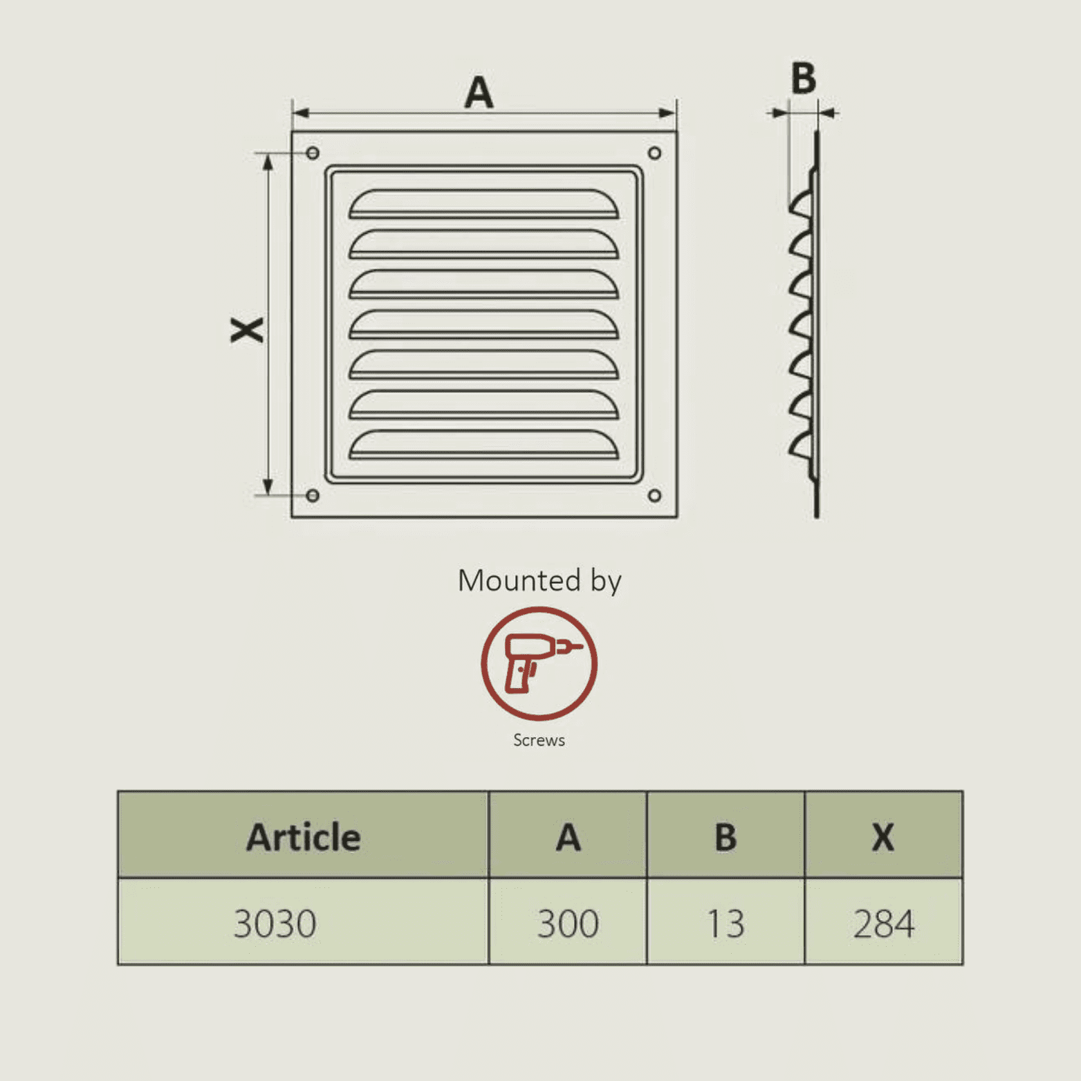 AirTech-UK Flat Metal Fixed Grille 300x300mm with FlyScreen - External ...